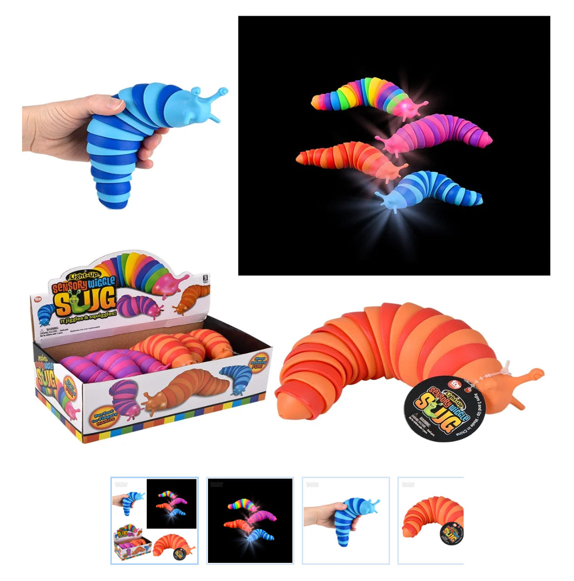 7” Light Up Wiggle Sensory Slug (1 Dozen) – Wagner Trading, Inc.
